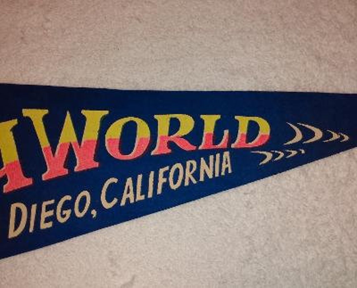 1960s Sea World San Diego California Souvenir Pennant Dolphin Made of ...
