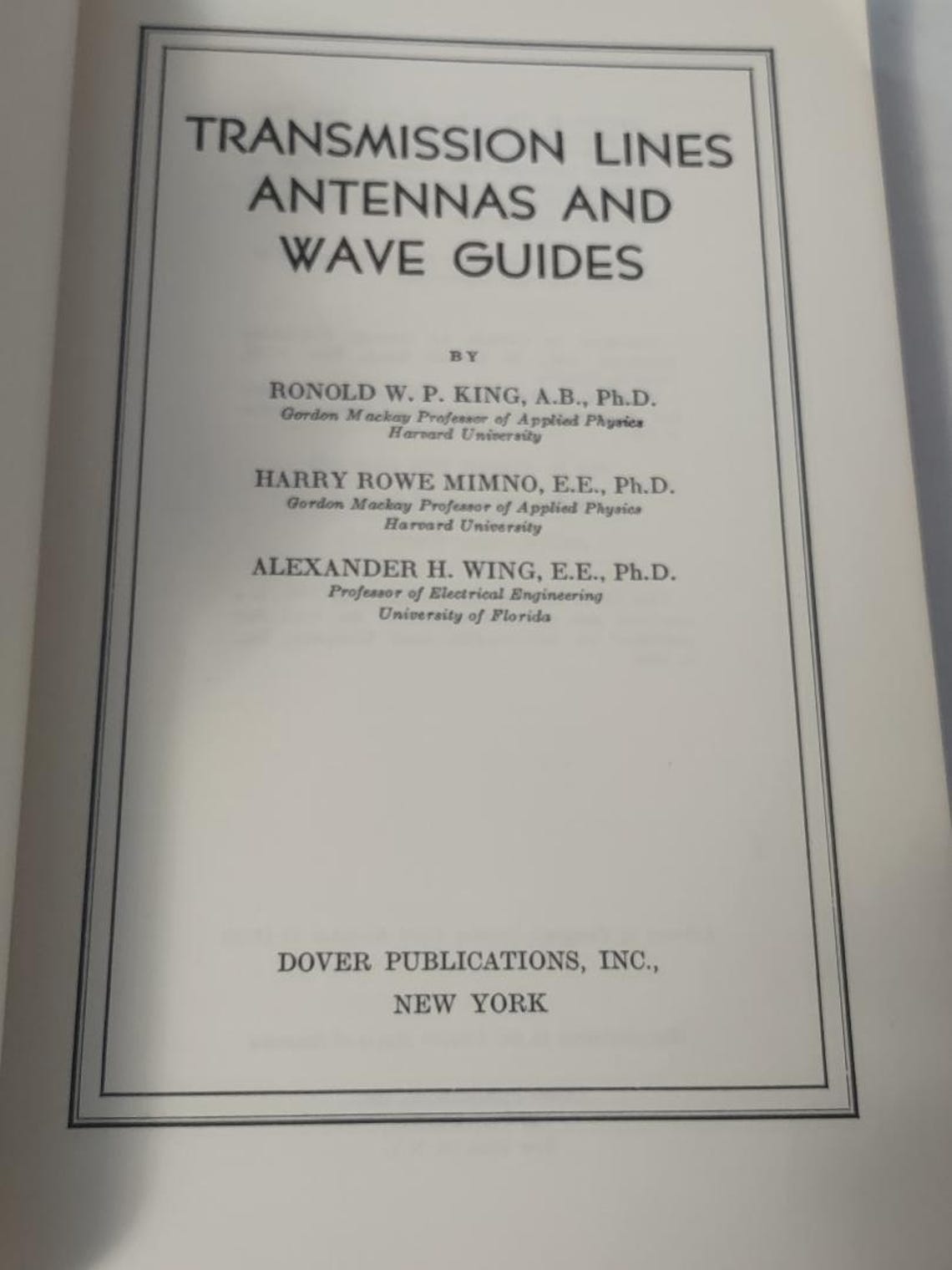 Transmission Lines, Antennas, Waveguides: 1965 Engineering Textbook - Etsy