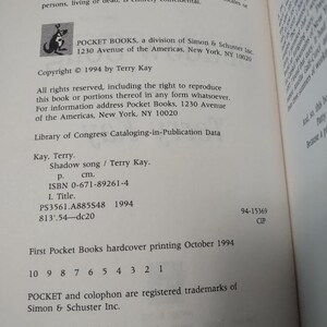 Shadow Song by Terry Kay 1994 First 1st Edition & 1st Printing ...