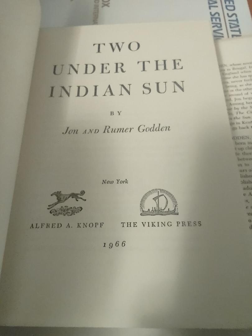 Two Under the Indian Sun by Jon & Rumer Godden 1966 Hardcover/dj True ...