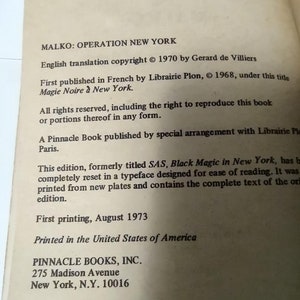 Operation New York (malko, #2) by Gerard De Villiers 1973 Paperback 1st ...