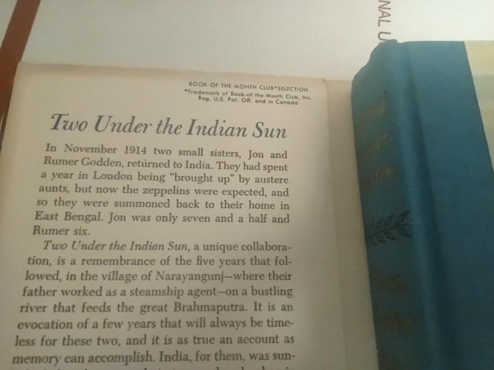 Two Under the Indian Sun by Jon & Rumer Godden 1966 Hardcover/dj True ...