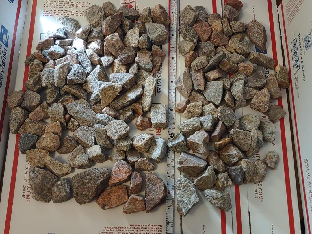 Granite Stones 160 of Them From .75 of a Inch to 3 Inches Long, Total ...