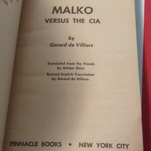 Malko Versus the CIA #4 (MALKO SERIES) by Gerard De Villiers 1st ...