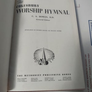 The Cokesbury Worship Hymnal 1938 Hardcover By C A Bowen D D Cloth