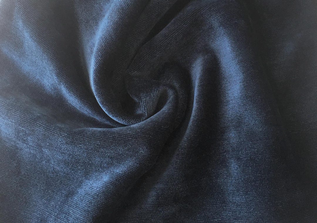 Denim Blue Chenille Upholstery Fabric : Soft Textured Weave by the Yard ...