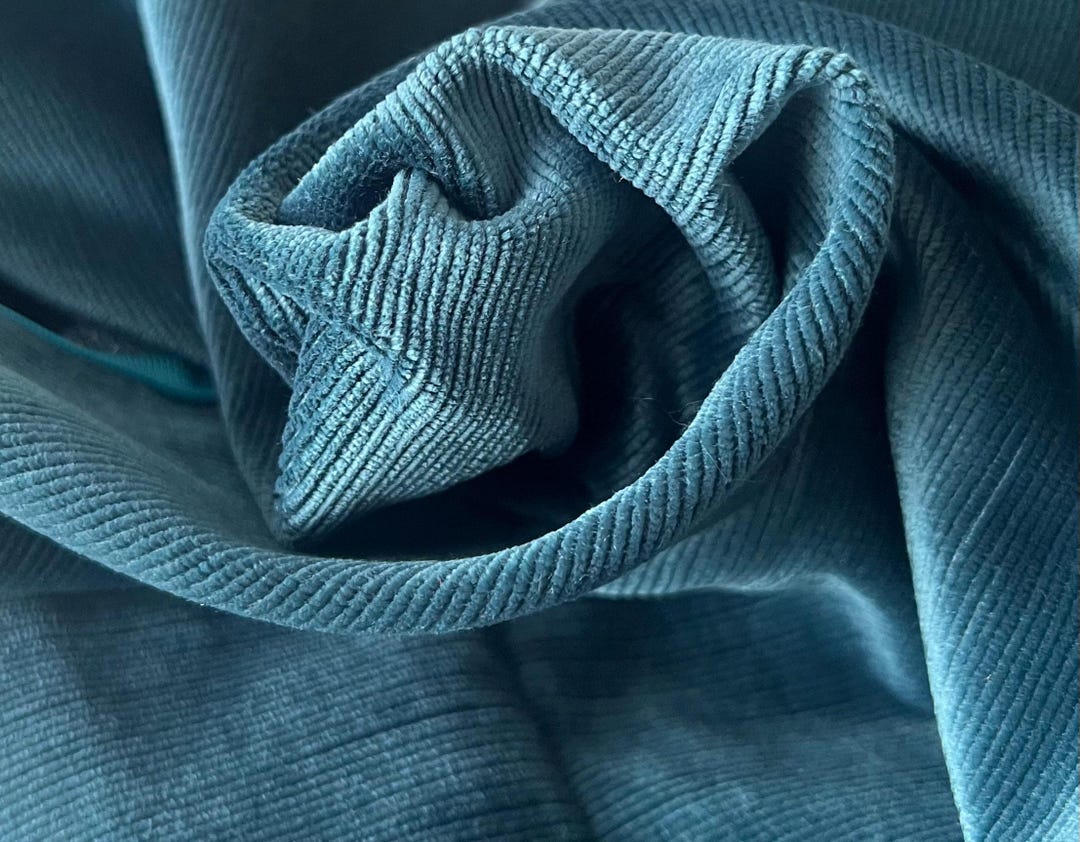 Striped Blue Chenille Upholstery Fabric : Soft Textured Weave by the ...