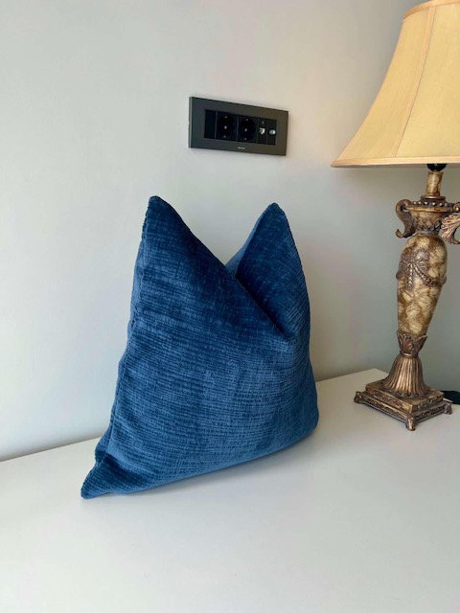 Blue Boucle Chenille Upholstery Fabric : Soft Textured Weave by the ...