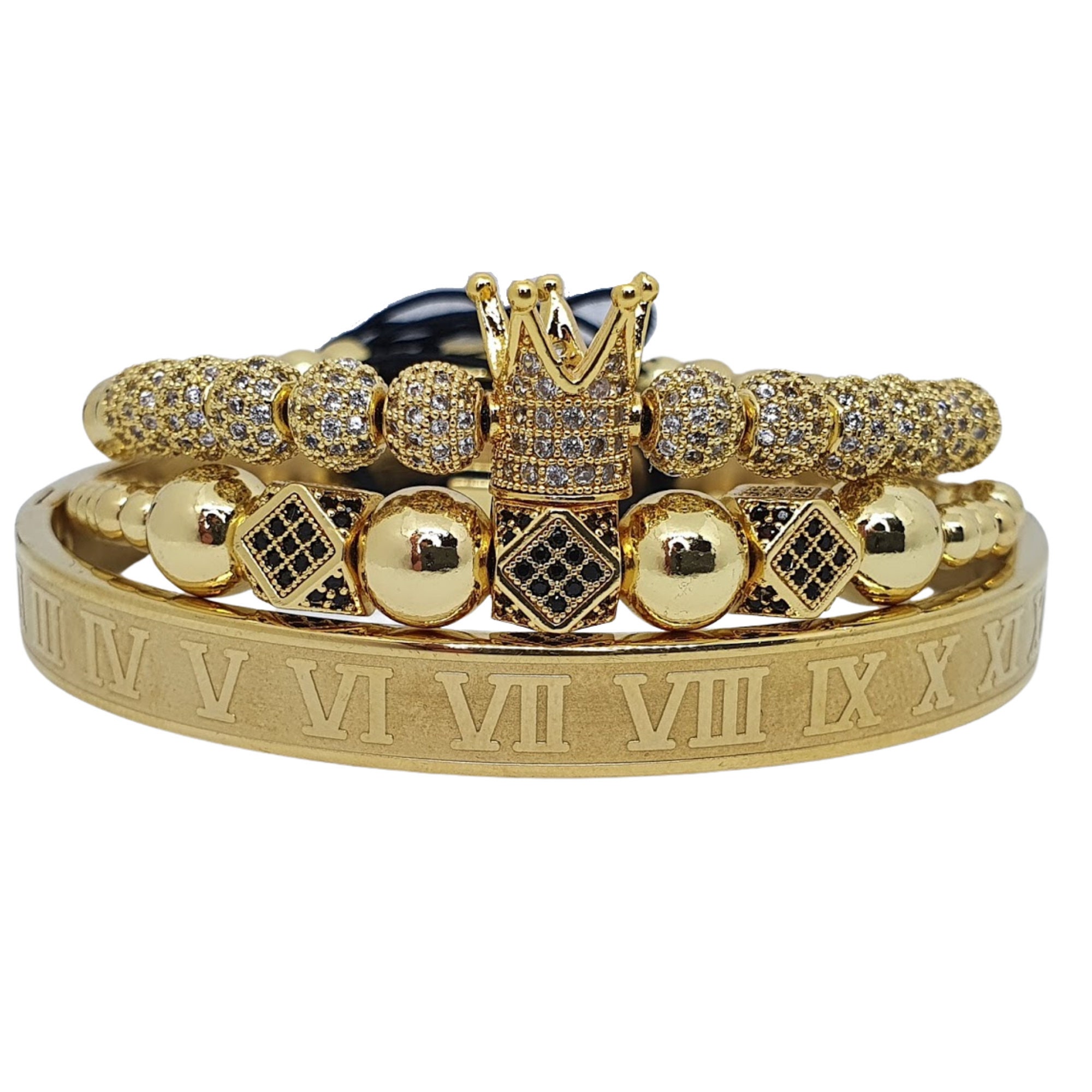 King Crown Stacked Bead Bracelet Unisex Charm Fashion Jewelry Macrame ...