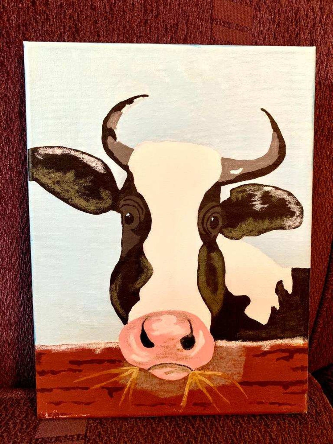 A Whimsical Cows Head. Painted With Acrylic Paint to Hang in Your ...