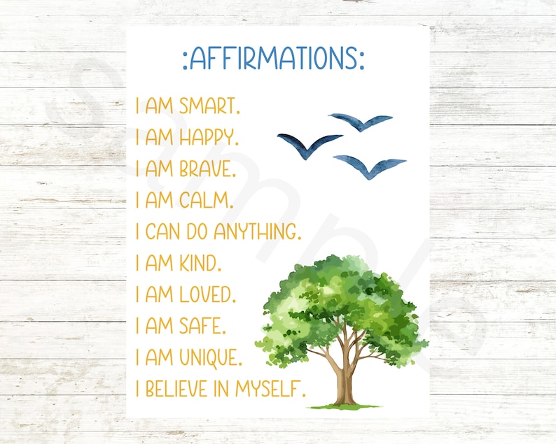 Affirmations Printable, Busy Book Page, Preschool Wall Art, Daycare ...