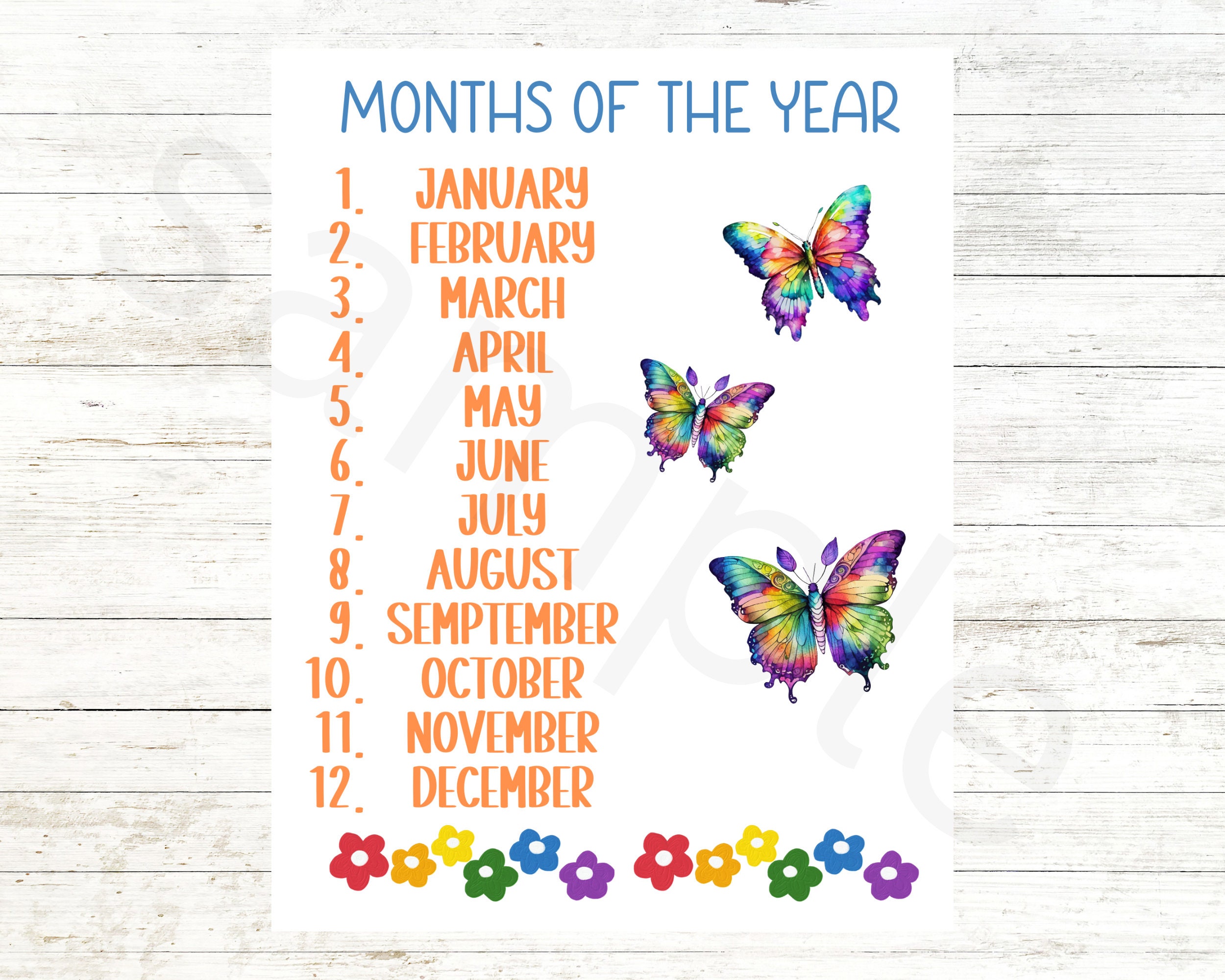 Months of the Year, Busy Book Page, Preschool Wall Art, Daycare Wall ...