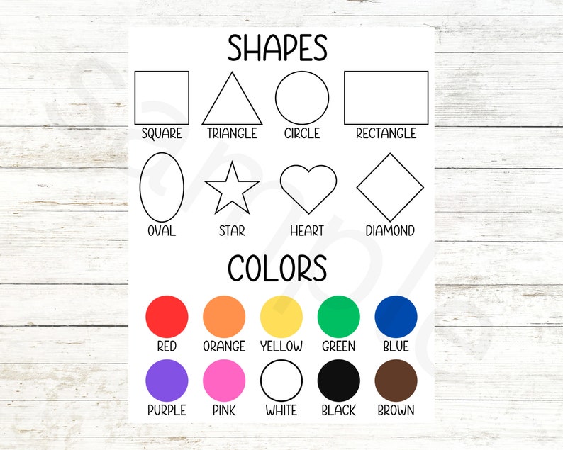 Printable Shapes and Colors, Busy Book Page, Preschool Wall Art ...