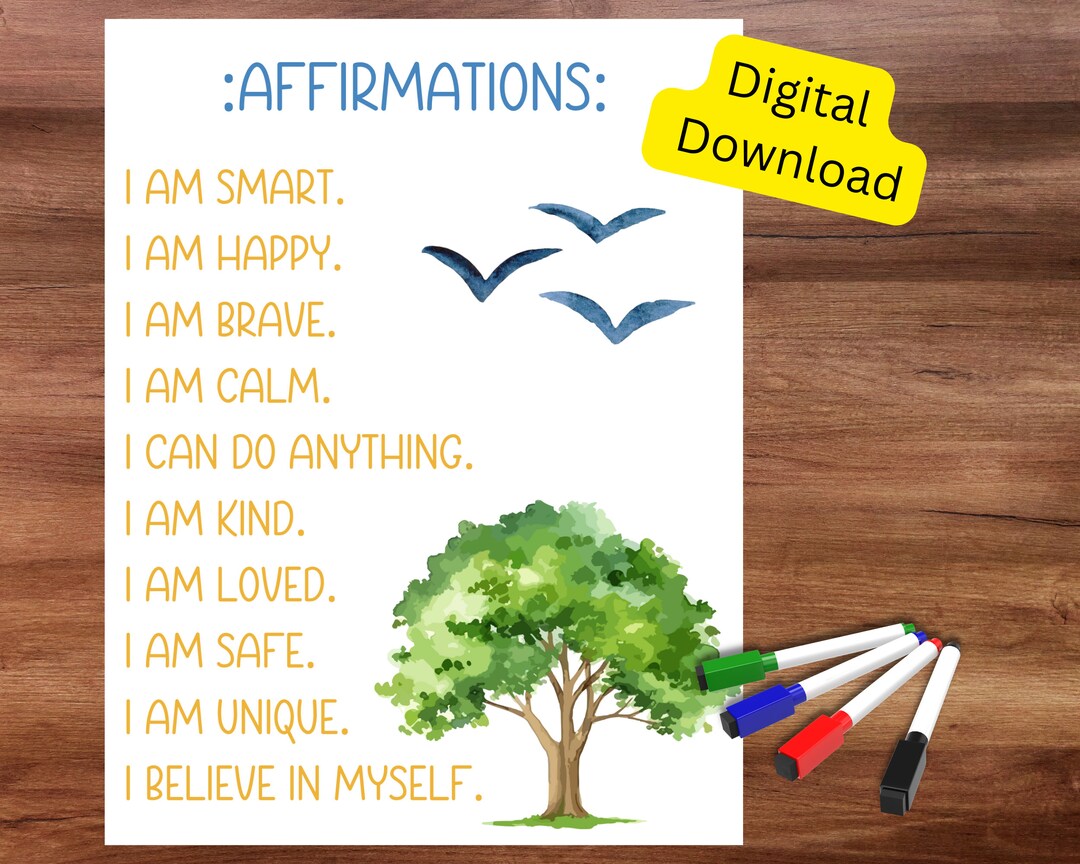Affirmations Printable, Busy Book Page, Preschool Wall Art, Daycare ...