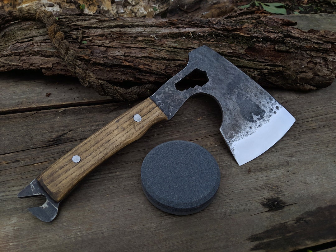 Forged Camping Axe. Handmade Ax With Wooden Handle. Open Ax. Forged ...