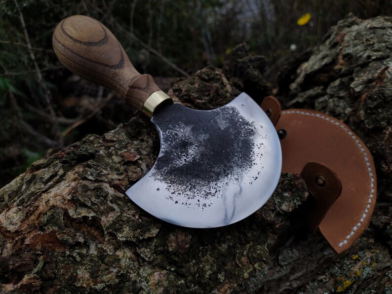 Head Round Knife 2 Pc Leather Half Moon Knife Big Leather - Etsy
