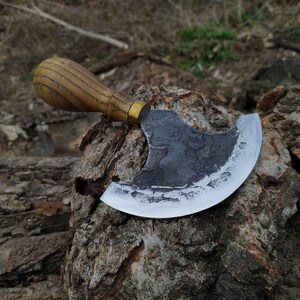 Forged Small Head Round Knife. Forged Leather Round Knife. - Etsy