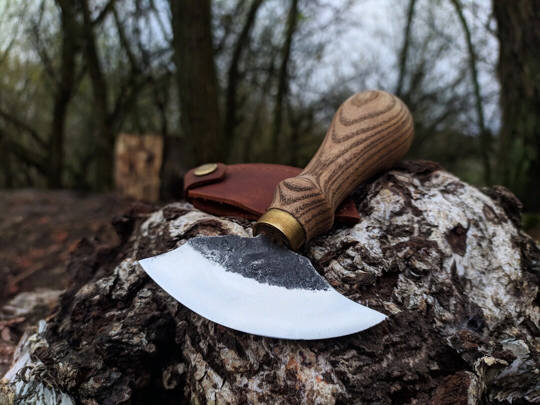 Small Forged Leather Round Knife. Forged Small Head Round - Etsy