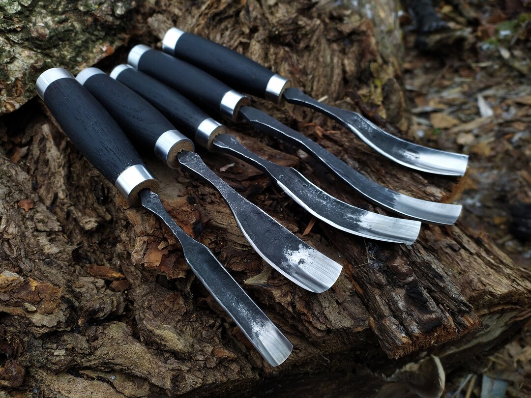 Forged Bent Gouge Set 5pcs. Rounded Chisel. Bent Chisel. - Etsy
