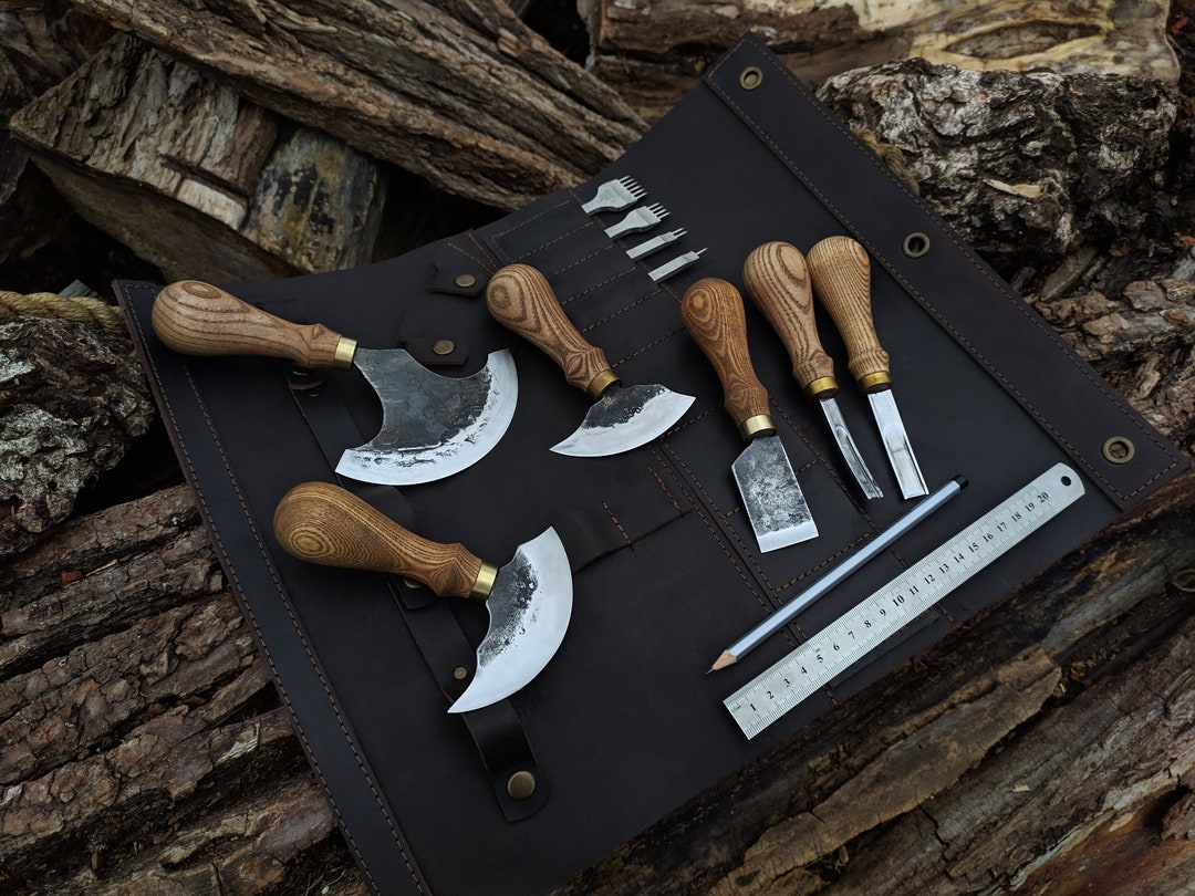 Leather Knife Set 10pcs. Hand Made Forged Knife for Leather. - Etsy
