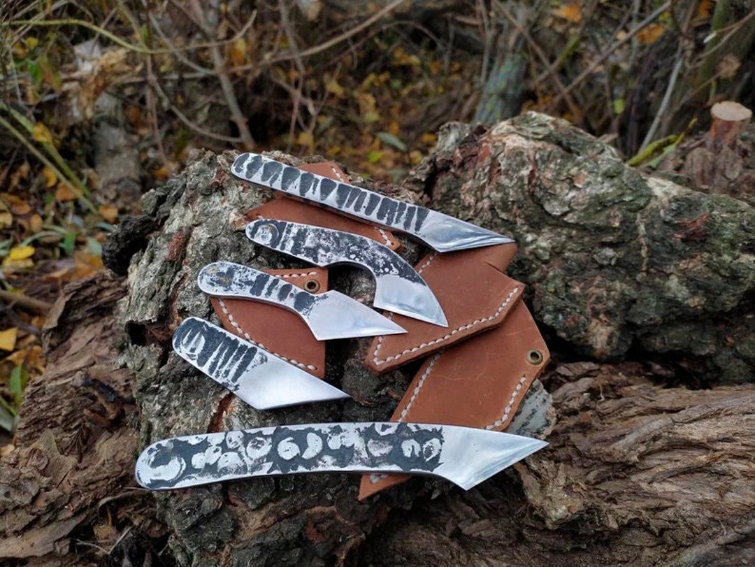 Hand Forged Kiridashi Knife Set 5pcs. Kiridashi Knife. Forged Marking ...