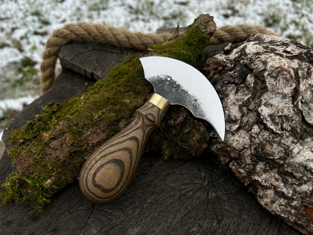 Forged Leather Round Knife B1. Skinning Knife. Head Round Knife ...