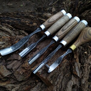 Forged Bent Gouge Set 5pcs. Straight Rounded Chisel. Bent Chisel ...