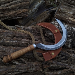 Big Handmade Forged Sickle. the Tool for Herbalism. Forged Braid ...