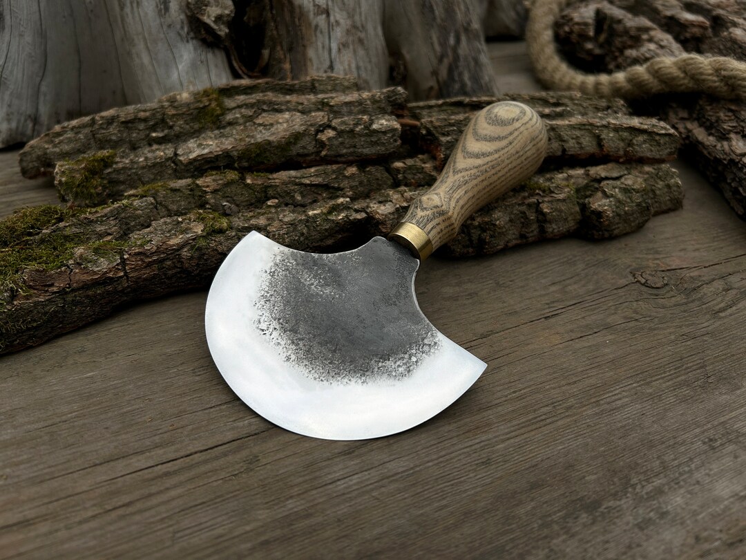 Forged Leather Round Knife B3. Head Round Knife. Half Moon Knife ...