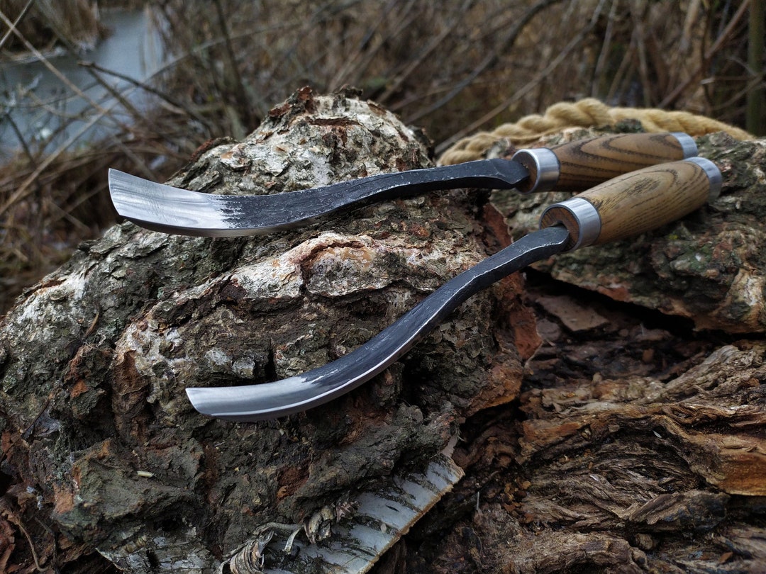 Forged Bent Gouges Set 2 PCS. Bent Chisel. Rounded Chisel. Forged Spoon ...
