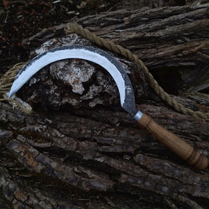 Big Handmade Forged Sickle. the Tool for Herbalism. Forged Braid ...