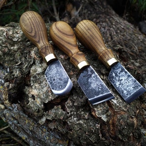 Skinning Knife Set 3pcs. Hand Made Forged Knife for Leather. - Etsy