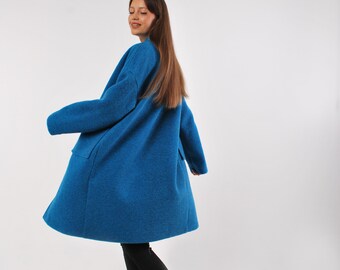 Light Blue Wool Coat - Etsy