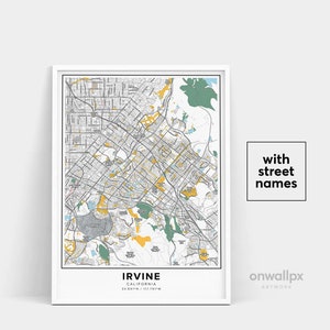 Irvine Map Print Street Names Irvine Print Printable Map of | Etsy