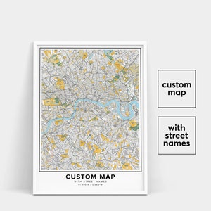 Custom Map Print Street Names Custom Print Custom Street | Etsy