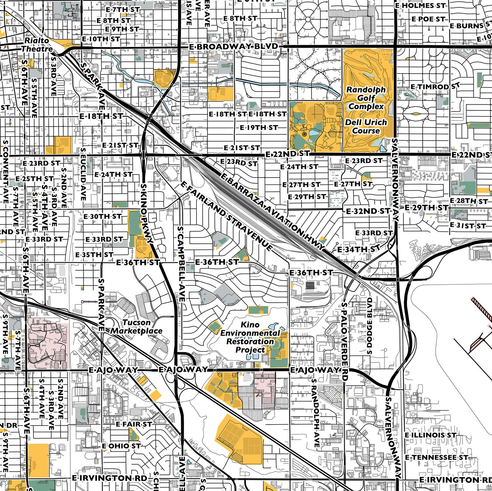 Tucson Map Print Street Names Tucson Print Printable Map of | Etsy