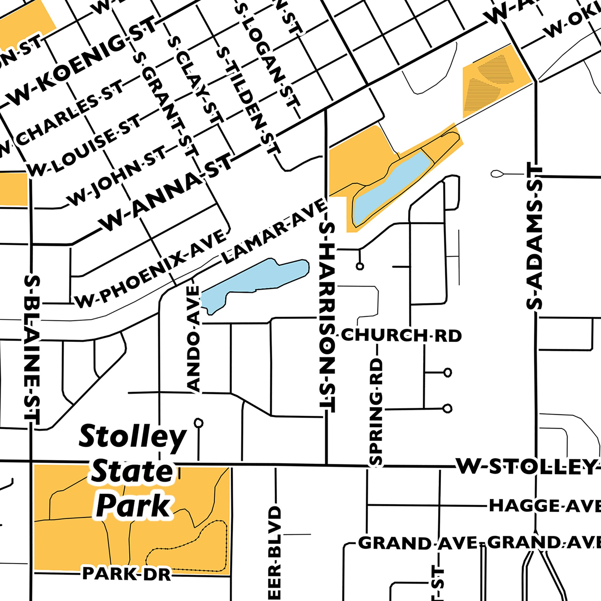 Grand Island Map Print, Street Names Grand Island Print, Map of Grand ...