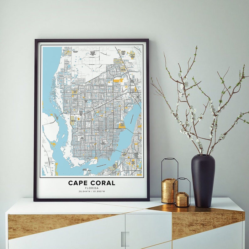 Cape Coral Map Print, Street Names Cape Coral Print, Printable Map of ...
