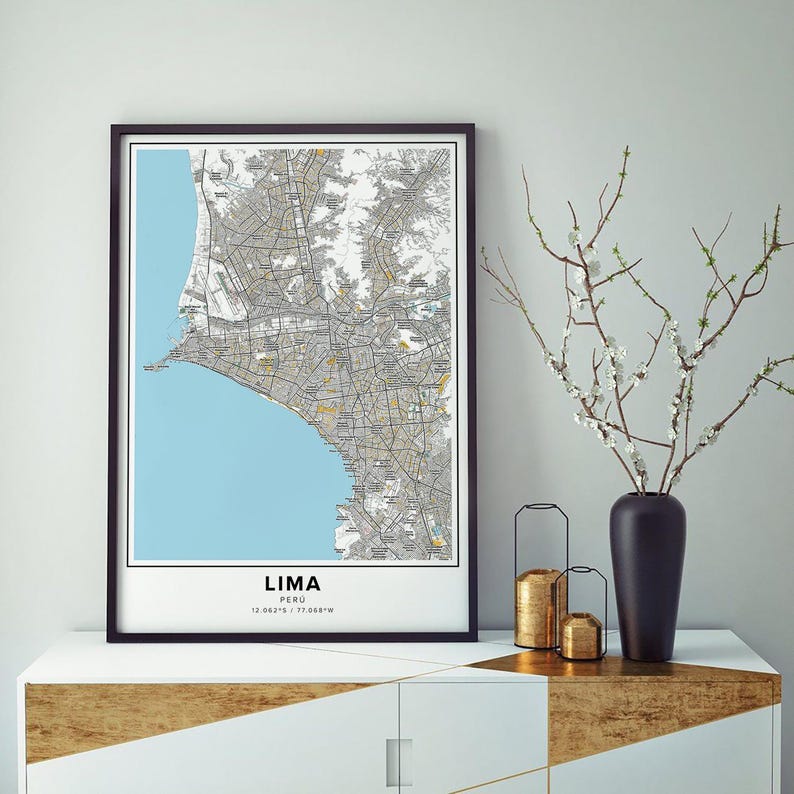 Lima Map Print, Street Names Lima Print, Printable Map of Lima, City ...
