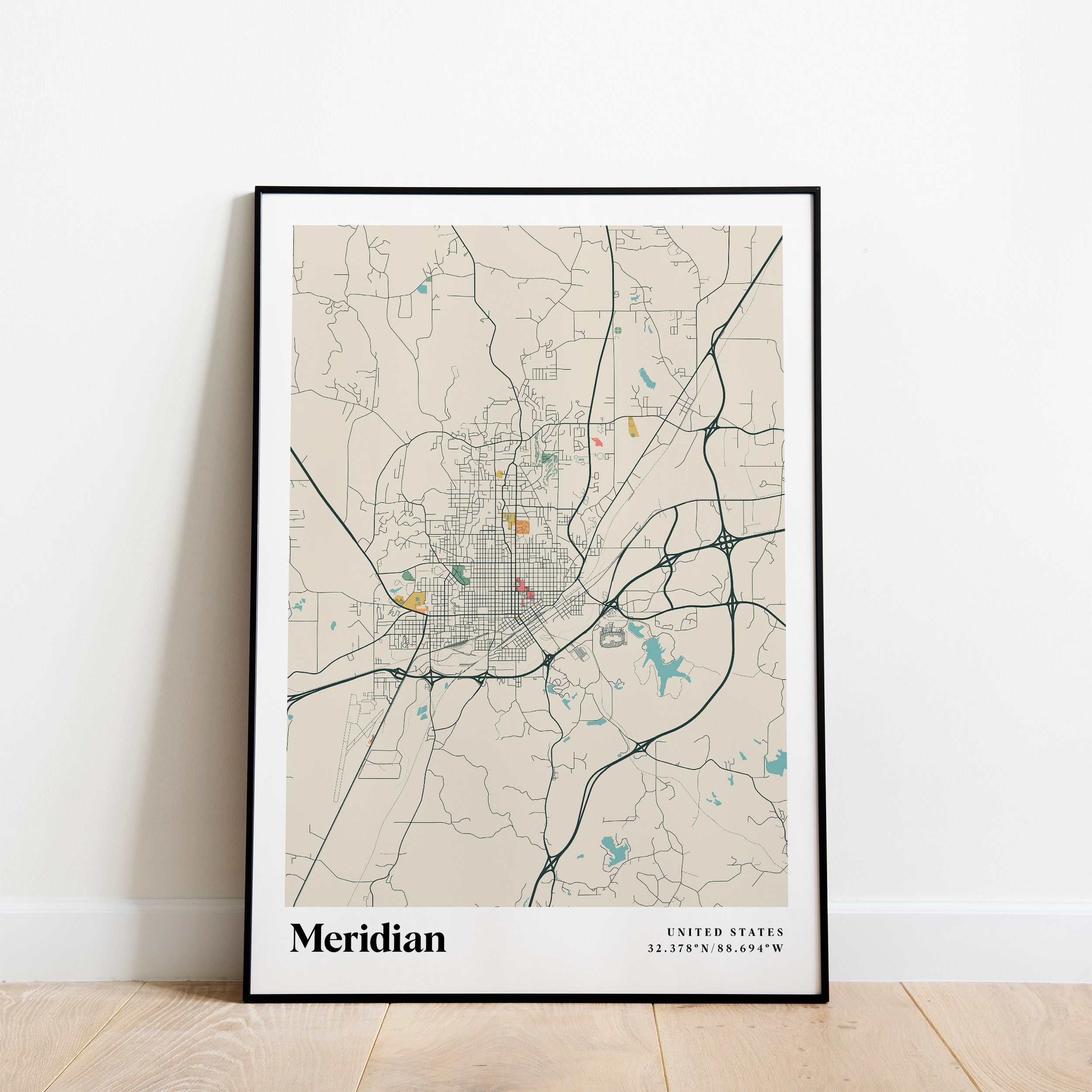 Meridian Print Map Retro Meridian Map Poster Vintage - Etsy