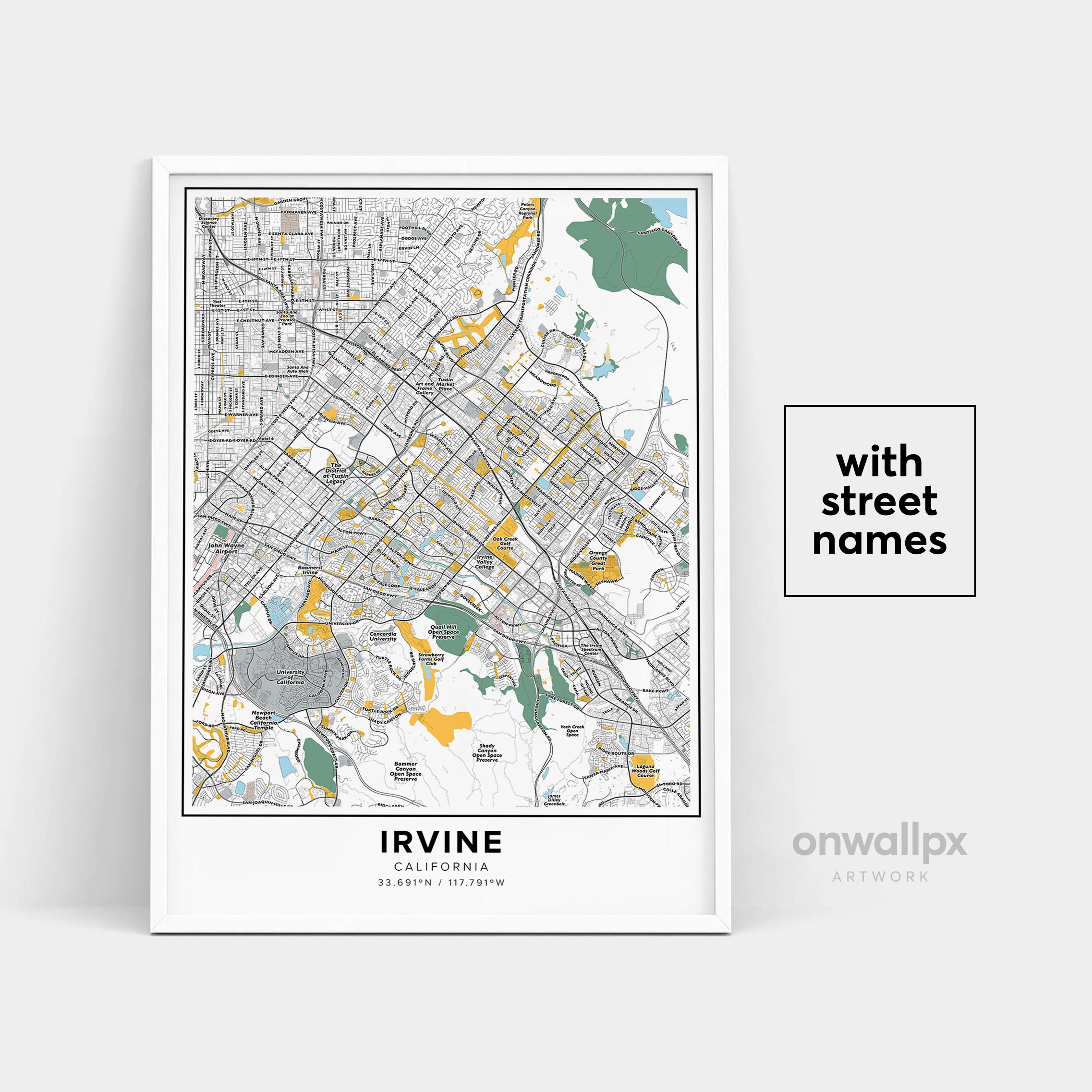 Irvine Map Print, Street Names Irvine Print, Printable Map of Irvine ...