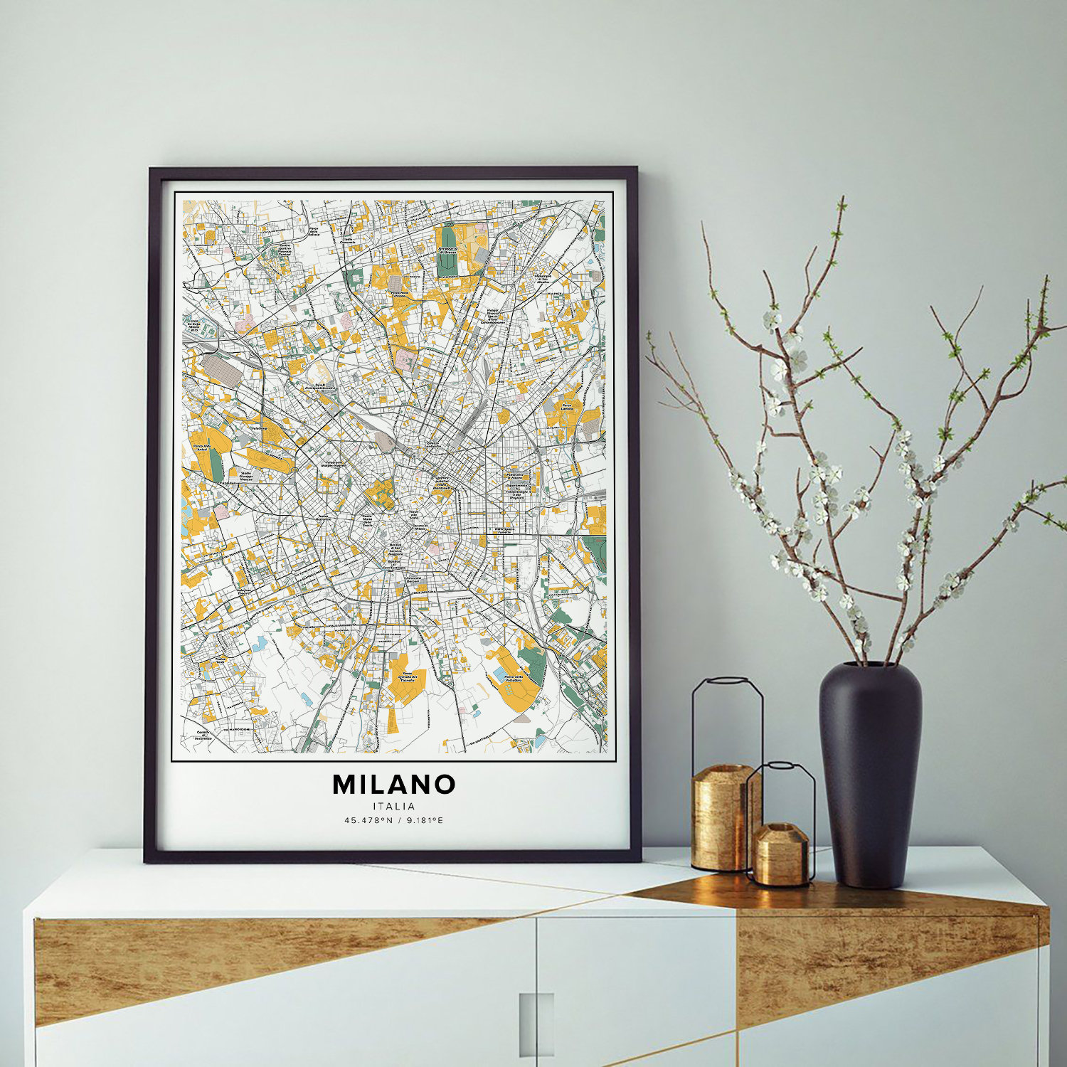 Milan Map Print, Street Names Milan Print, Printable Map of Milan, City ...