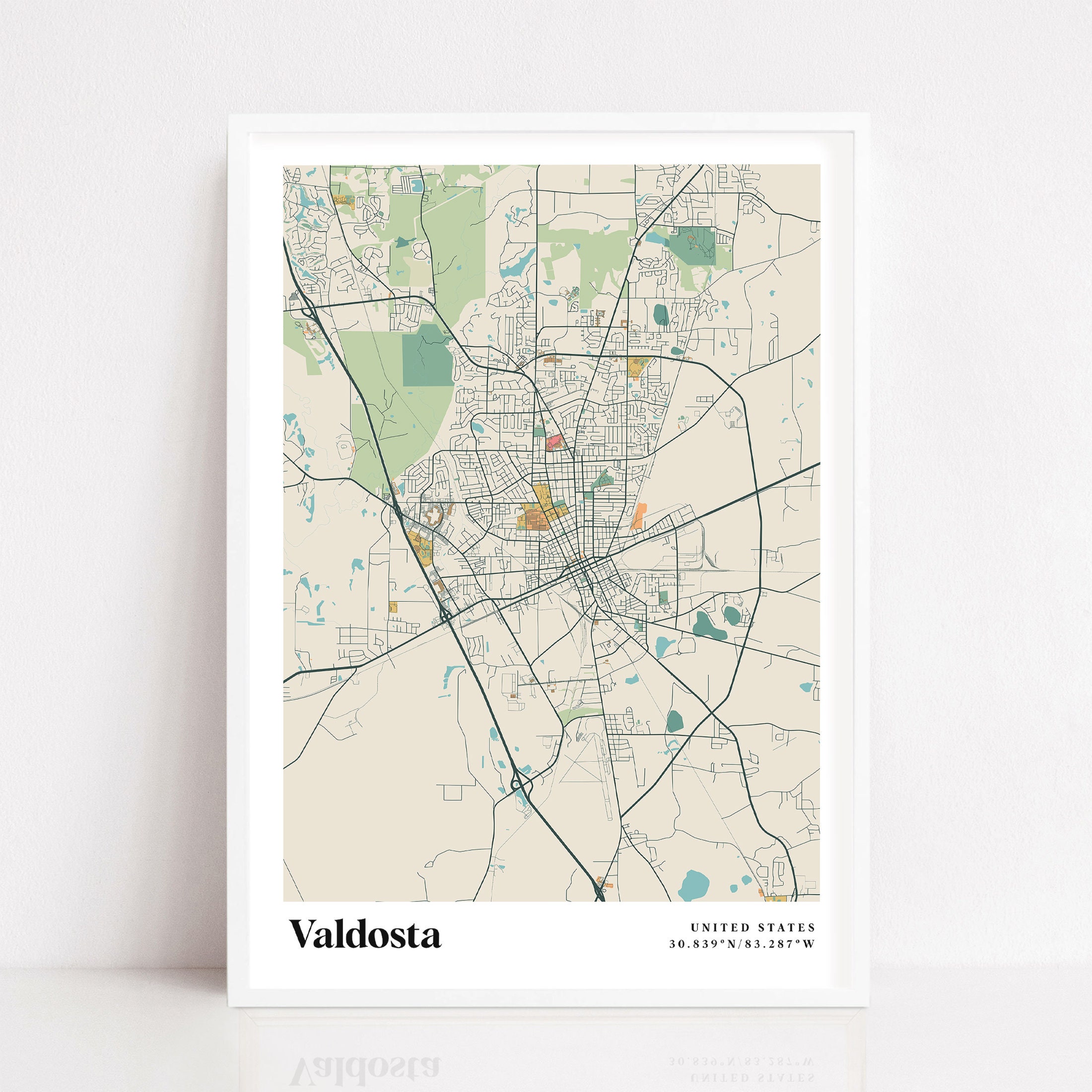 Valdosta Print Map, Retro Valdosta Map Poster, Vintage Valdosta Streets ...