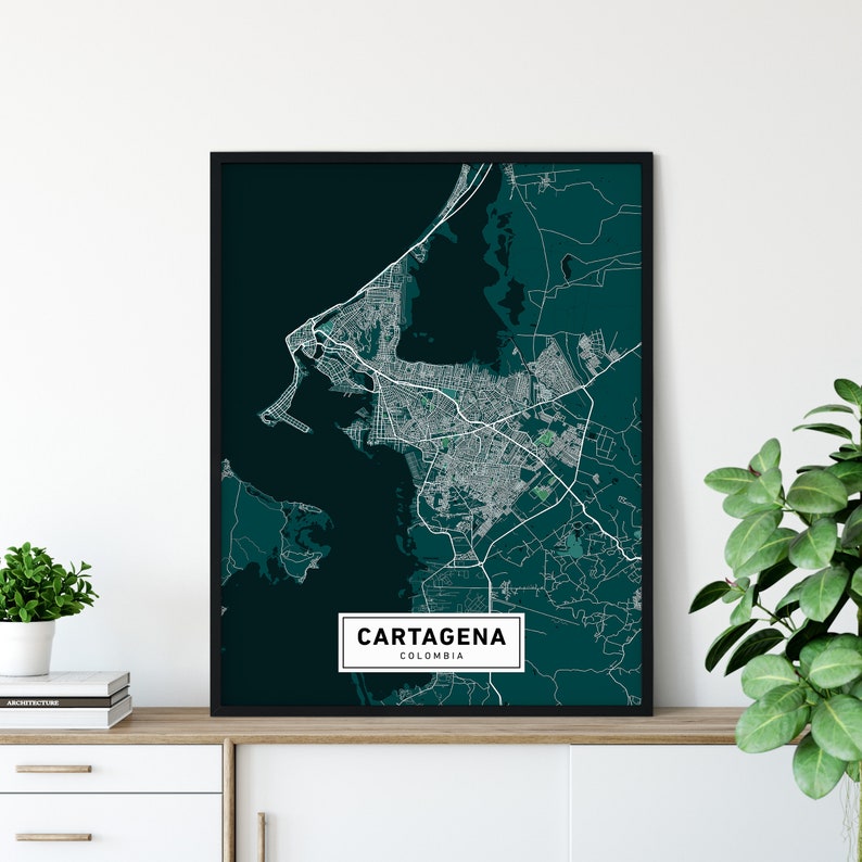 Cartagena Map Cartagena Colombia Map Cartagena Print | Etsy