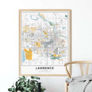 Lawrence Map Print, Street Names Lawrence Print, Printable Map of ...