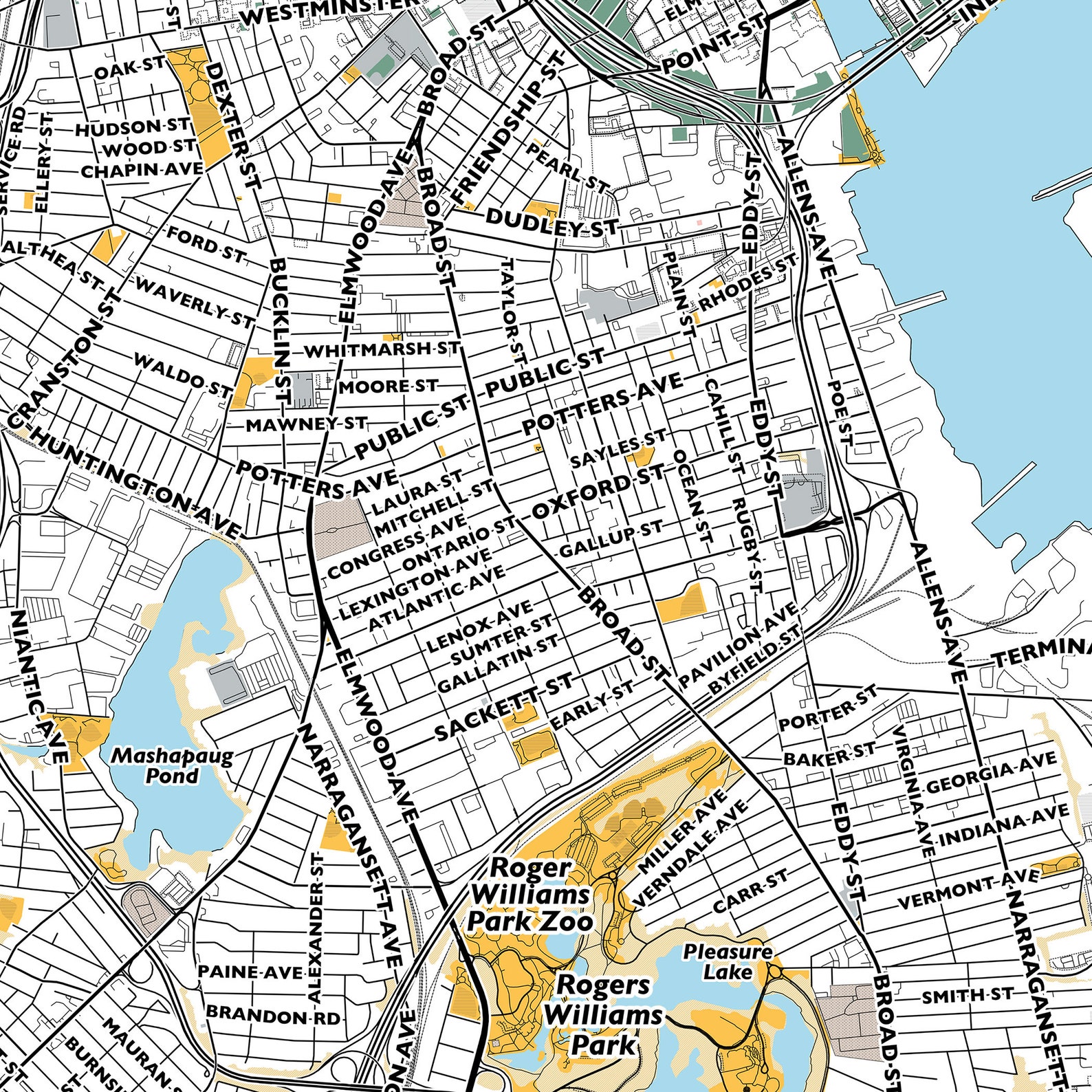 Providence Map Print, Street Names Providence Print, Map of Providence ...