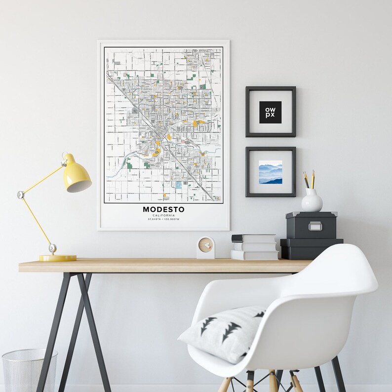 Modesto Map Print, Street Names Modesto Print, Printable Map of Modesto ...