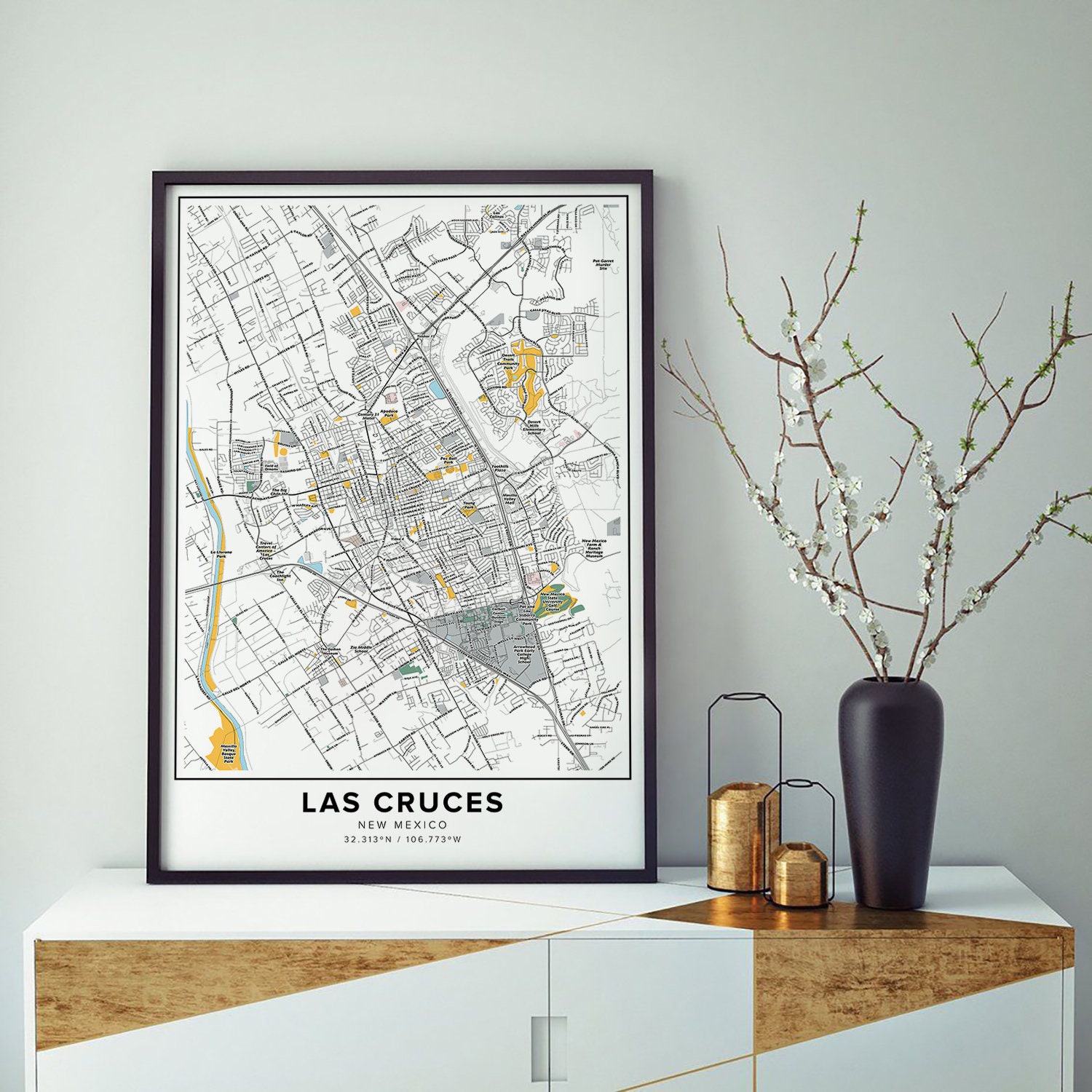 Las Cruces Map Print Street Names Las Cruces Print Map of - Etsy
