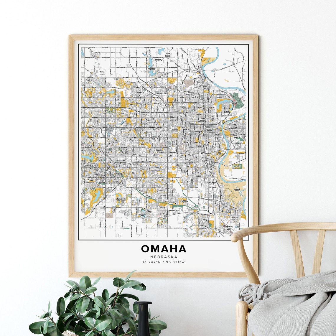 Omaha Map Print, Street Names Omaha Print, Printable Map of Omaha, City ...
