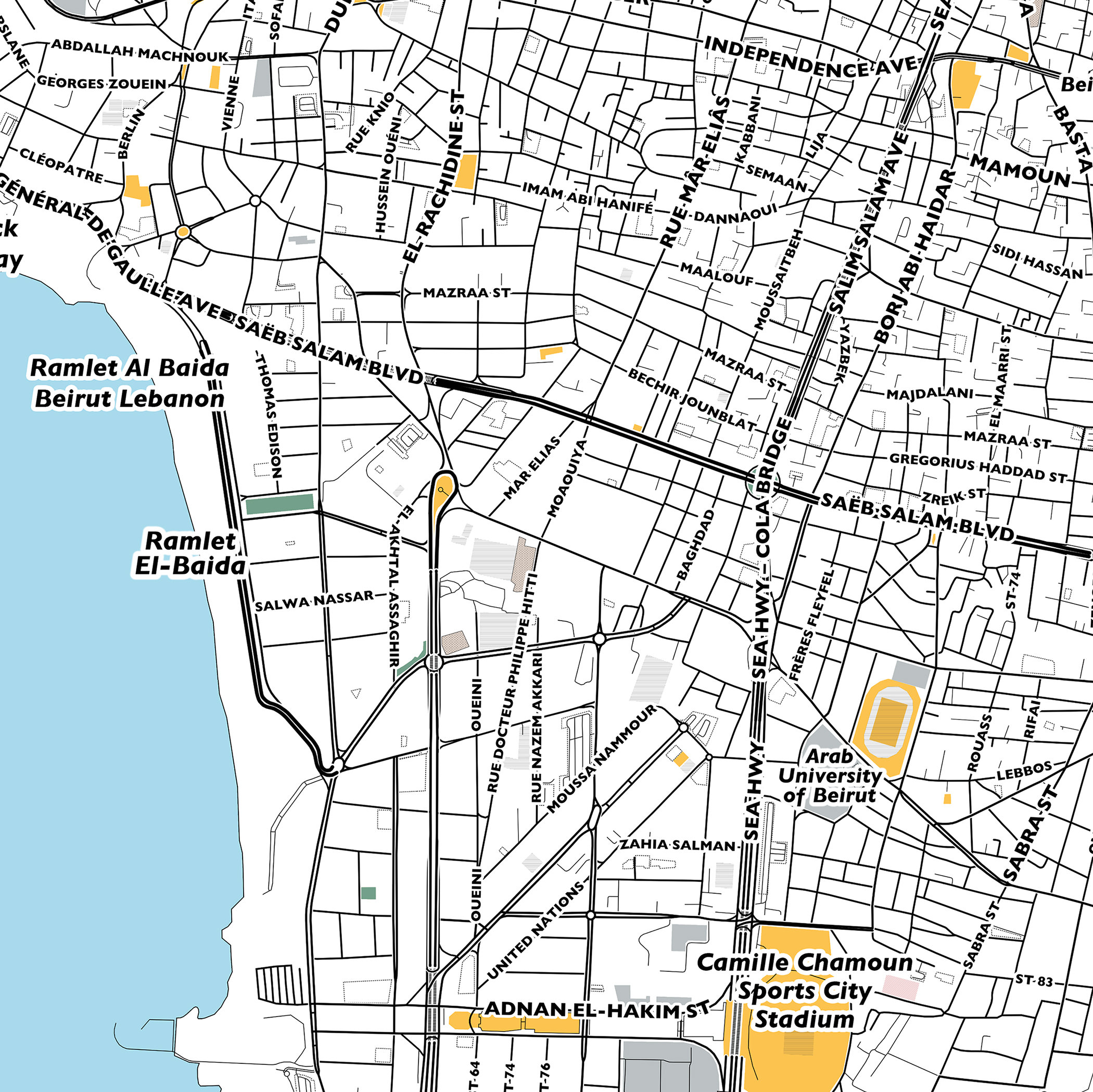 Beirut Map Print, Street Names Beirut Print, Printable Map of Beirut ...